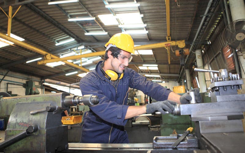 Factory Engineer Operating Big Machine Stock Photo - Image of factory ...