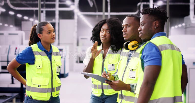Factory Engineers Meeting. Checking Industrial Facility Stock Image ...