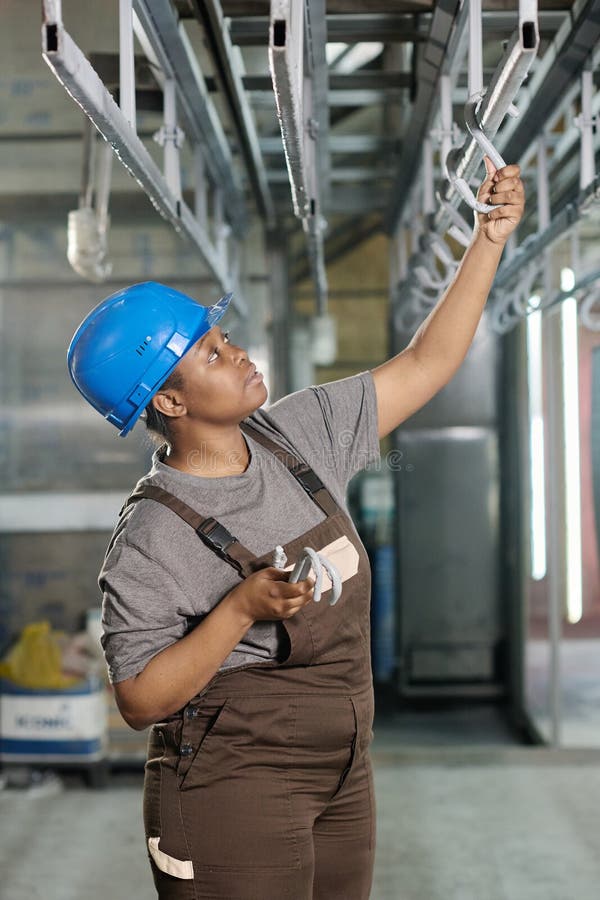 Factory Female Worker Working in Workshop Stock Image - Image of ...