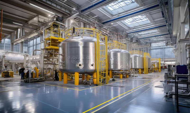 Factory Filled with Industrial Tanks and Machinery Stock Illustration ...