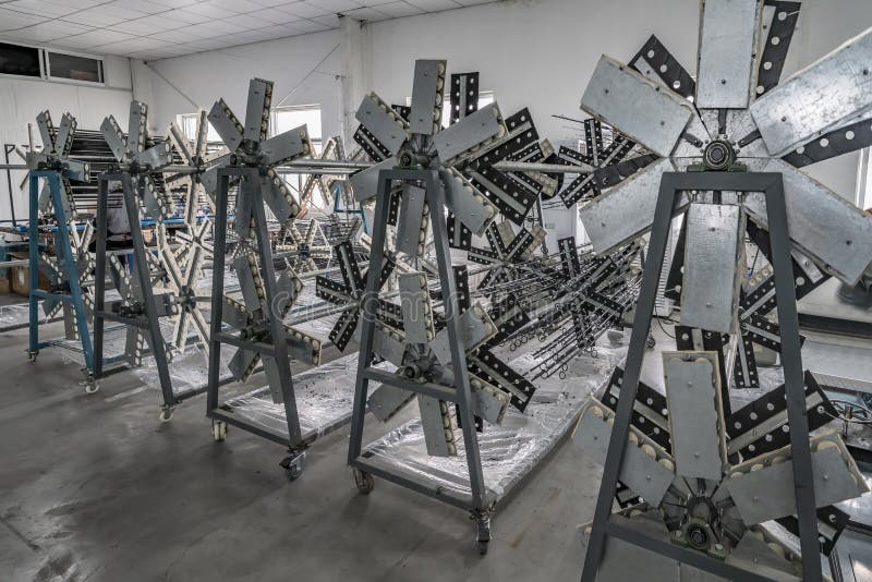 Factory of Fishing Rod. Finished Rods Dry on Workbench Machine Stock ...