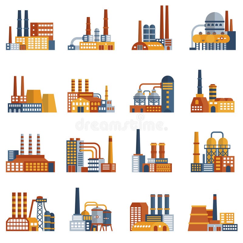 Factory Flat Icons Set stock vector. Illustration of plant - 210113678 Factory Flat Icons Set stock vector. Illustration of plant - 210113678