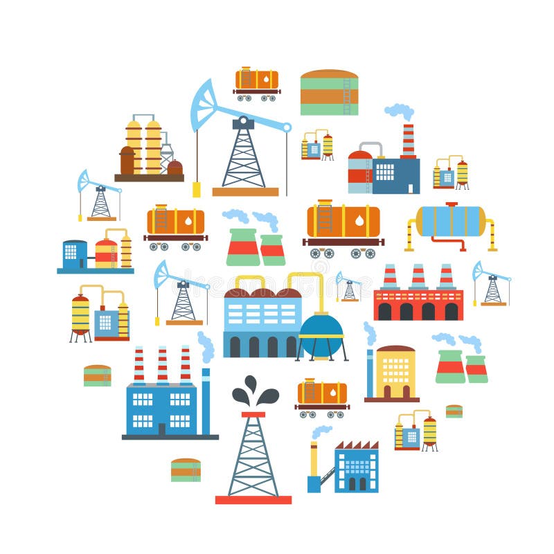 Factory Flat Industry Background with Manufactory Stock Vector ...