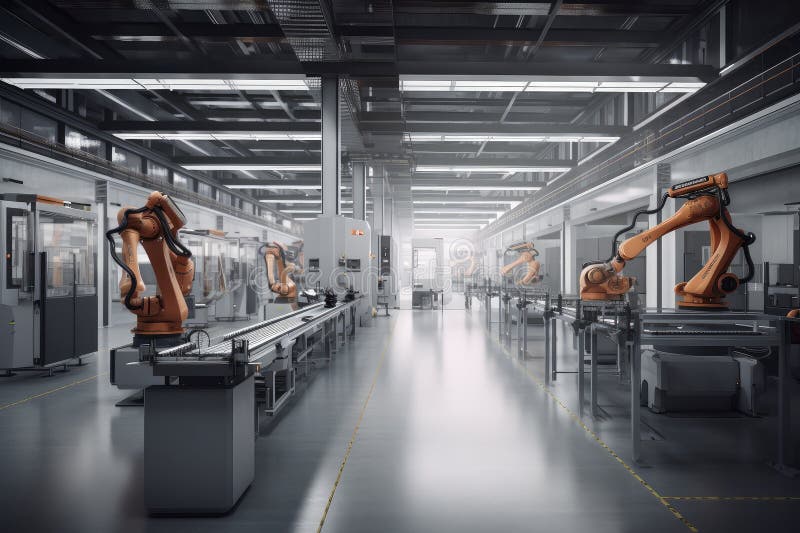 Factory Floor with Cobots Performing Precision Tasks Side by Side with ...