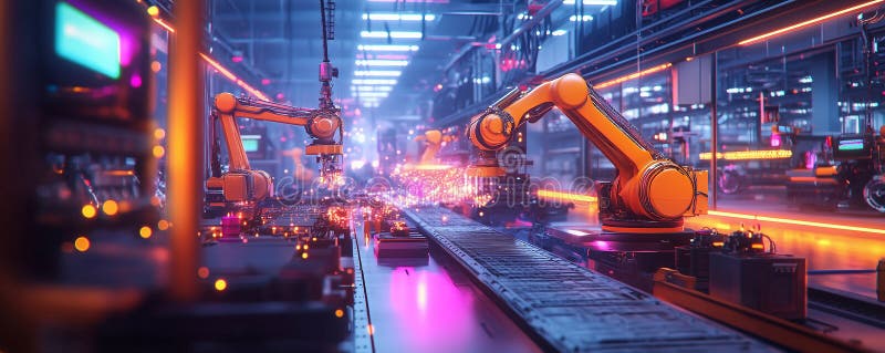 Factory Floor Features Multiple AGV Robots Engaged in Automated ...