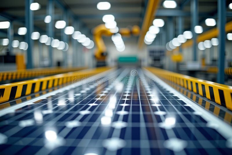 Factory Flow: Solar Panel Production on the Conveyor Belt, Generative ...