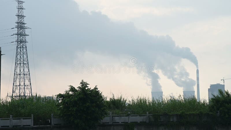 Factory Funnel with Thick Smoke Stock Footage - Video of energy ...