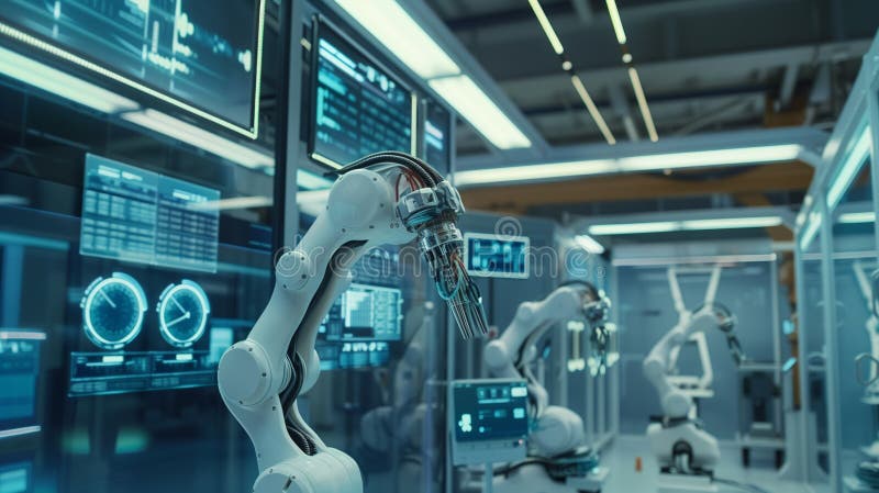 Factory of the Future: Robotic Arms Performing Tasks in a Modern High ...