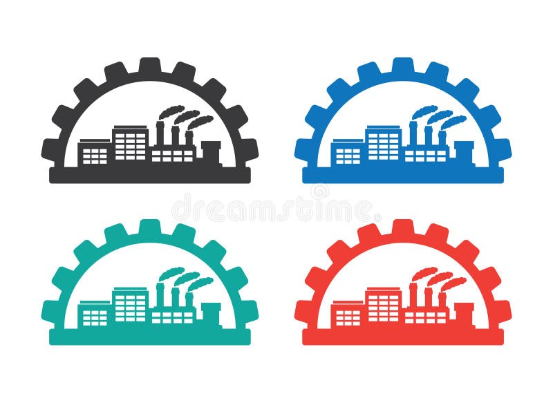 Factory in gear icon stock vector. Illustration of pollution - 330520757