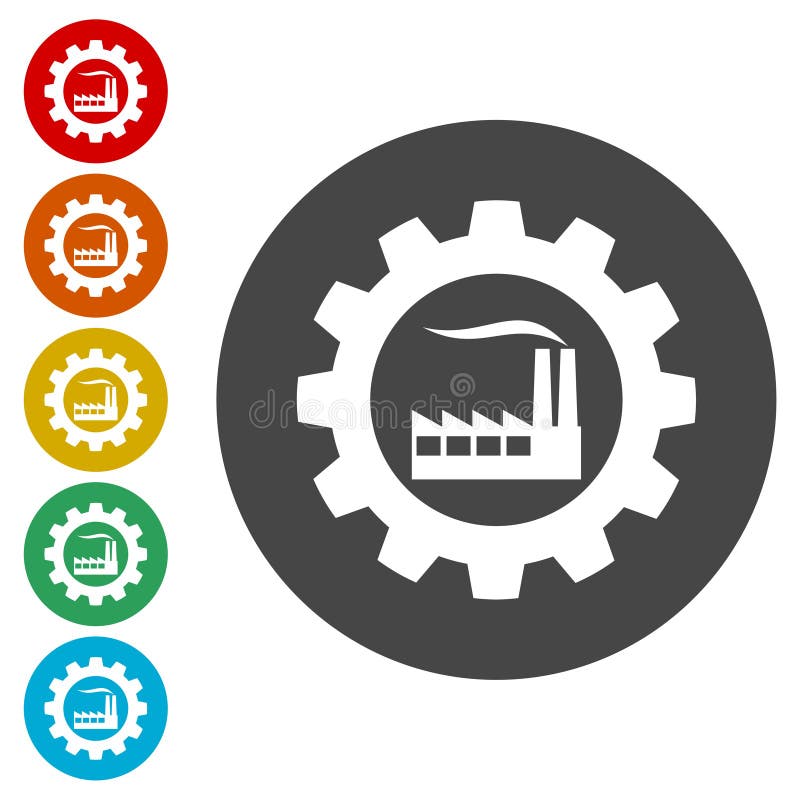 Gear Factory Icon with Shadow Stock Vector - Illustration of mechanism ...