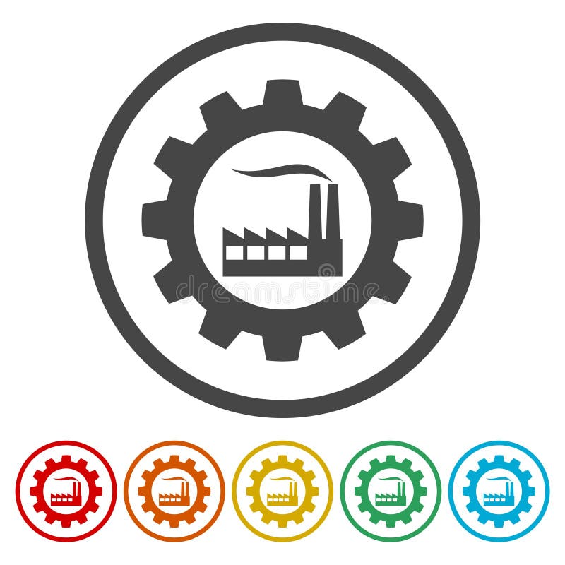 Factory and Gear Icon Industry, Manufacturing Revolution Technology ...