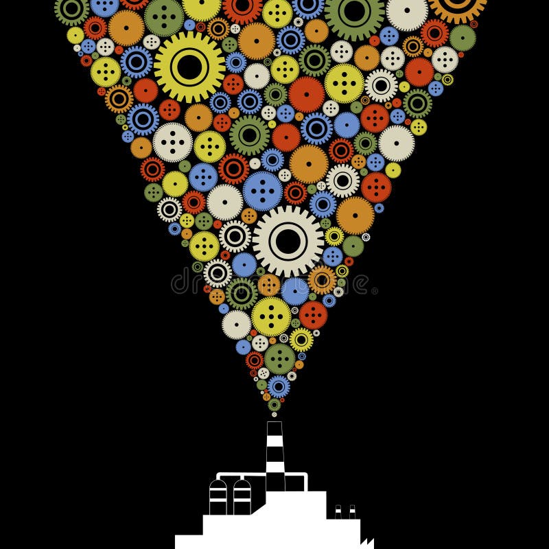 Factory of gears stock vector. Illustration of house - 26028264