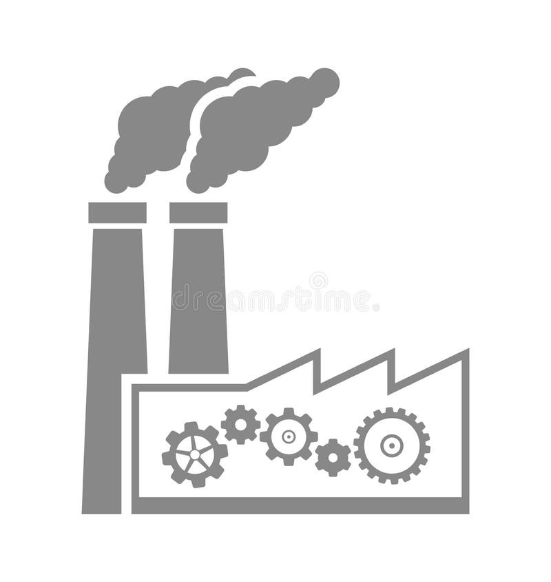 Factory with gears icon stock vector. Illustration of background ...