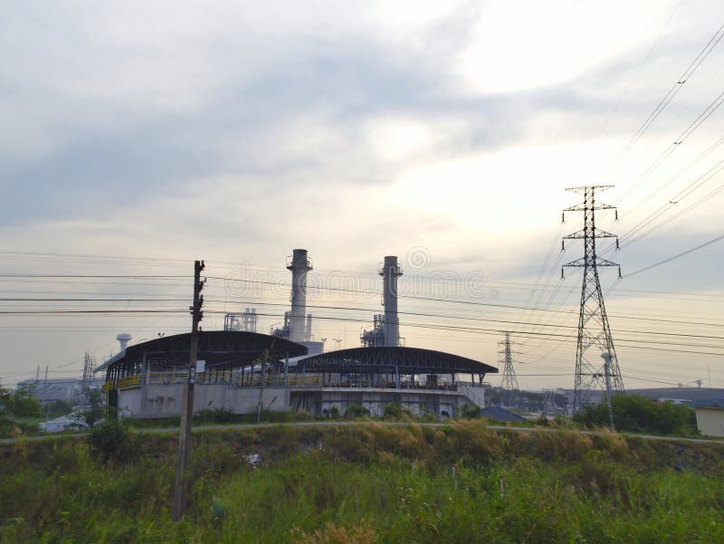 Factory with High Voltage Towers. Stock Image - Image of factory ...