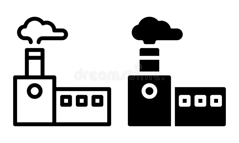 Factory Icon with Outline and Glyph Style. Stock Vector - Illustration ...