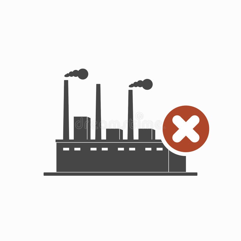Factory Icon with Cancel Sign. Factory Icon and Close, Delete, Remove ...