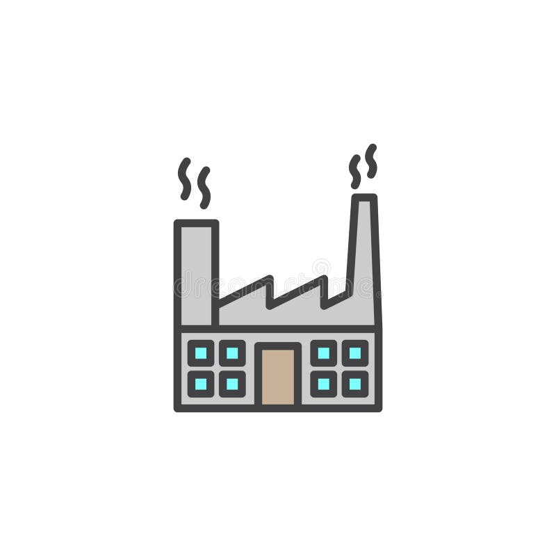 Factory Icon in Colored Version Stock Vector - Illustration of plant ...
