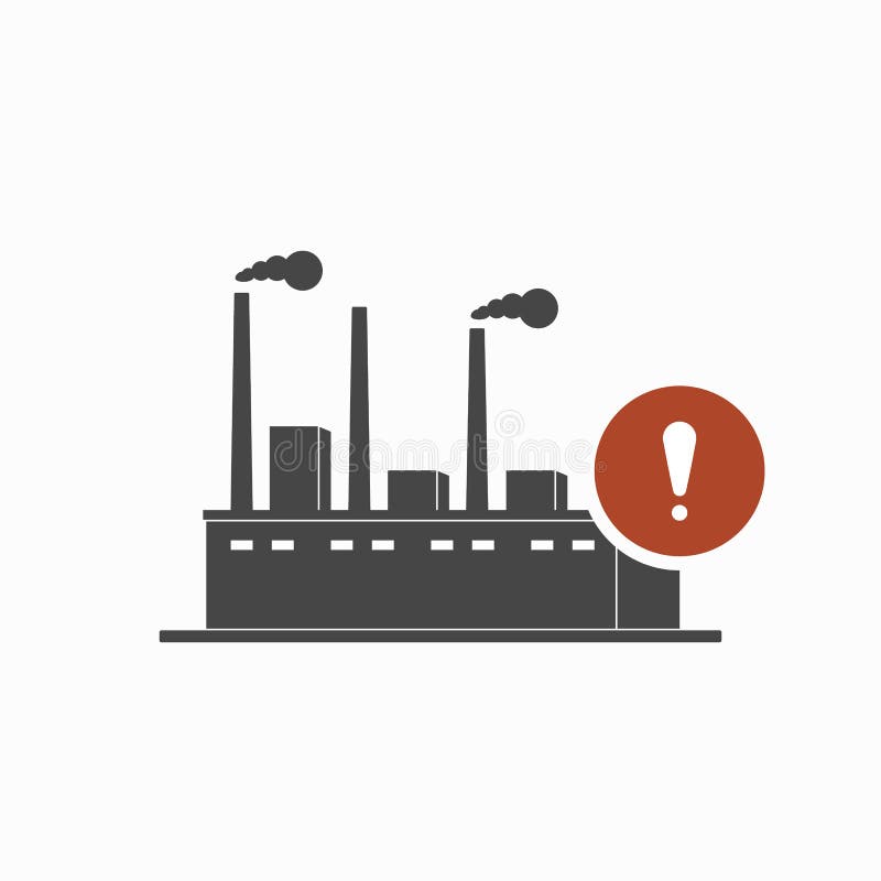 Factory Icon with Exclamation Mark. Factory Icon and Alert, Error ...