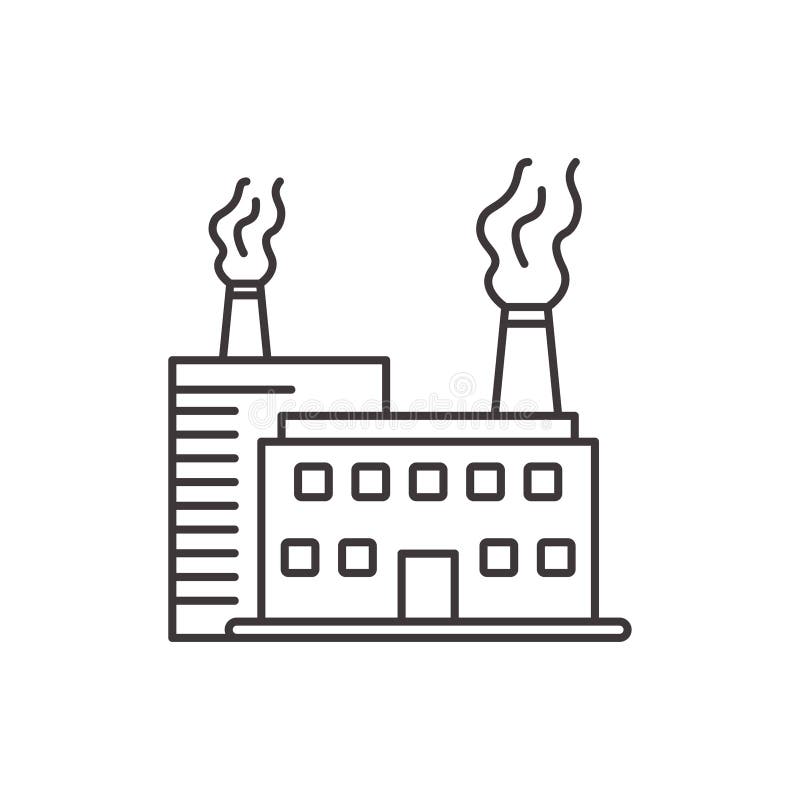 Factory Icon in Linear Style Isolated on White Background Stock Vector ...