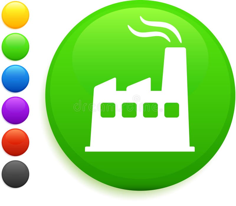 Factory Icon on Round Internet Button Stock Illustration - Illustration ...