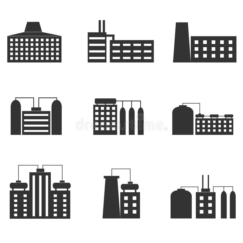 Factory icon set stock vector. Illustration of graphic - 65072841