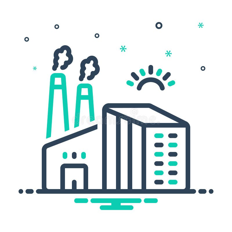 Mix Icon for Factory, Sun and Door Stock Illustration - Illustration of ...