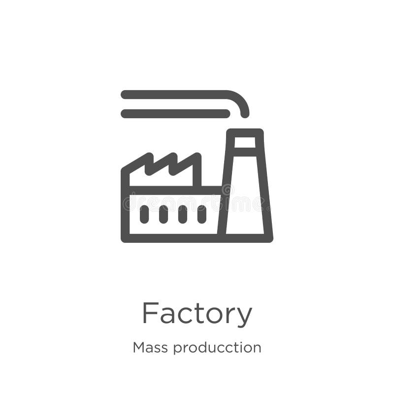 Factory Icon Vector from Mass Producction Collection. Thin Line Factory ...