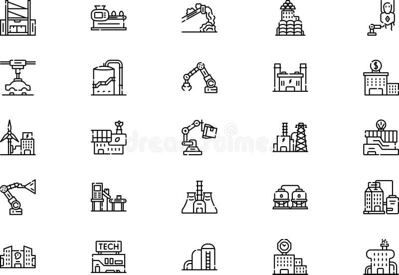 Factory Icons Pack Collection is a Vector Illustration with Editable ...