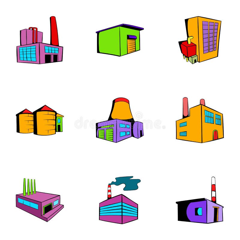 Big Factory with Pipes Icon, Cartoon Style Stock Vector - Illustration ...
