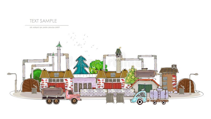 Factory illustration stock vector. Illustration of engine - 42709142