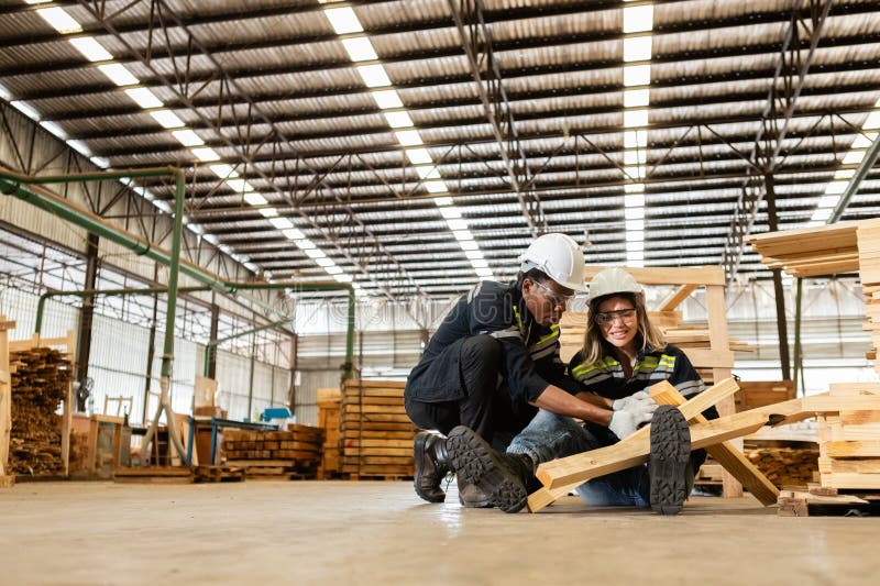 Factory Industrial Accidents Concept. Engineer Accidents in Wood ...