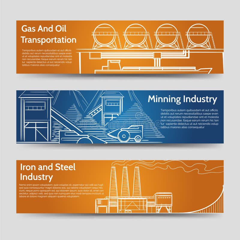 Factory Industrial Landscape Horizontal Banners Stock Vector ...