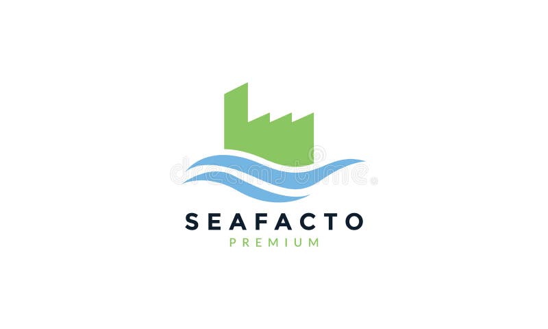 Factory Industry Building with Water Sea River Logo Vector Icon Design ...
