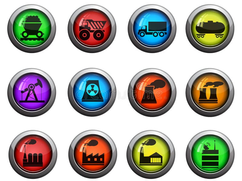 Factory and Industry Icons Set Stock Vector - Illustration of ...