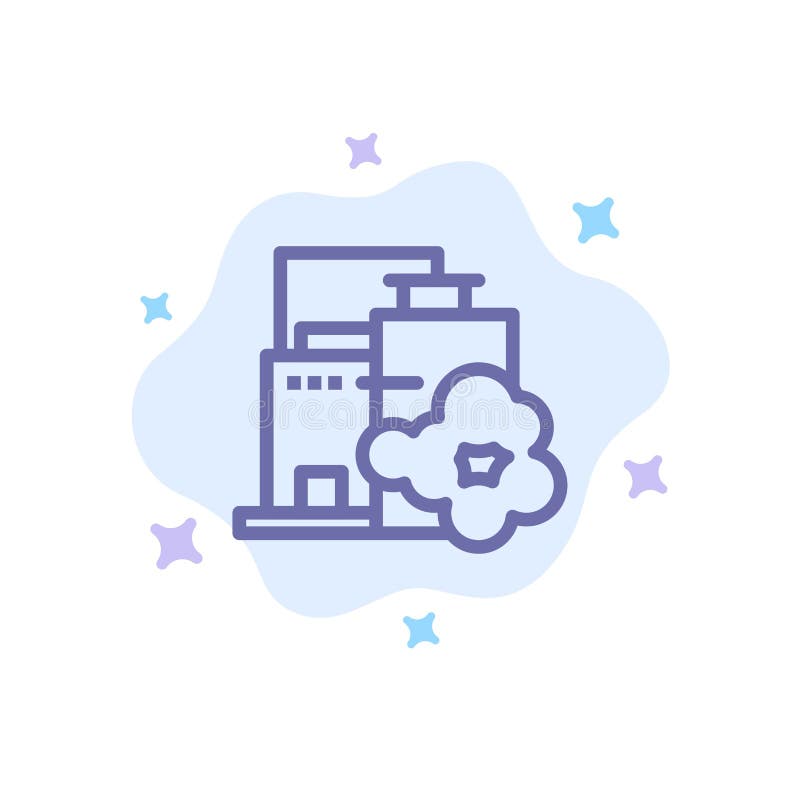 Factory, Industry, Landscape, Pollution Blue Icon on Abstract Cloud ...