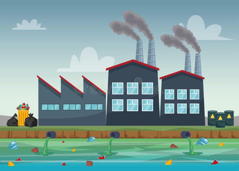 Factory Industry Polluting Teh Water Scene Stock Vector - Illustration ... Factory Industry Polluting Teh Water Scene Stock Vector - Illustration ...