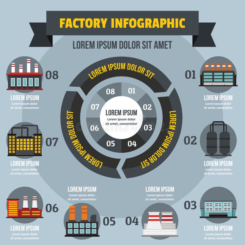 Factory Infographic Concept, Flat Style Stock Vector - Illustration of ...