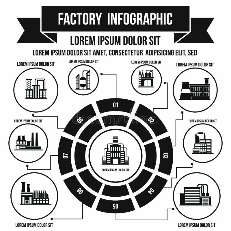 Factory Infographic Elements, Simple Style Stock Illustration ...