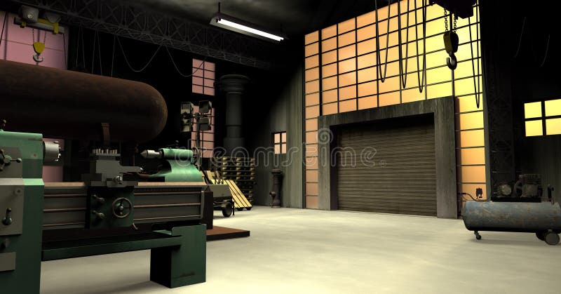 Factory inside stock illustration. Illustration of dawn - 26542227
