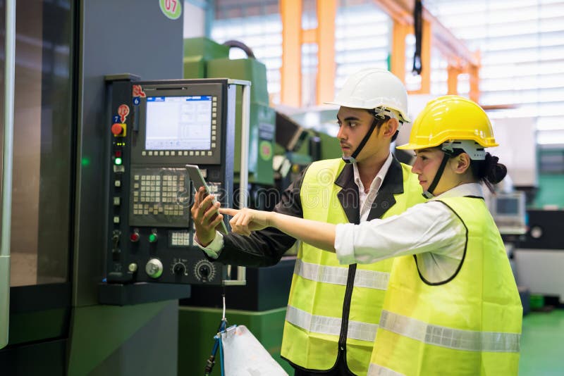 Factory Inspector on Tablet To Audit Cnc Lache Machine Stock Photo ... Factory Inspector on Tablet To Audit Cnc Lache Machine Stock Photo ...