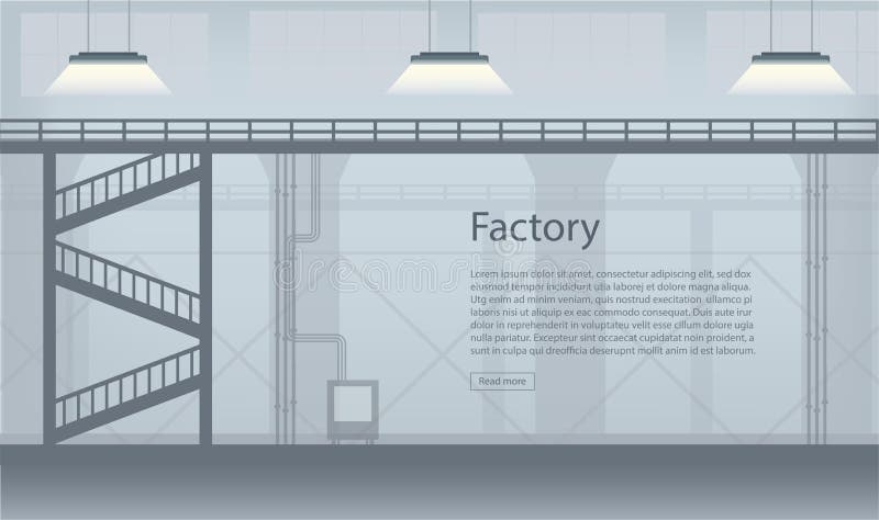 Industrial Banner with Silhouette Factory Stock Vector - Illustration ...