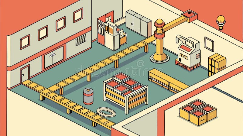 Factory Interior with Machinery, Industrial Workspace Vector Design ...