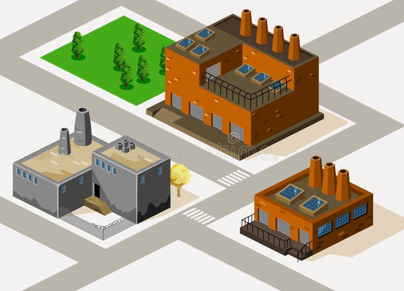 Factory Isometric stock vector. Illustration of road - 11474108