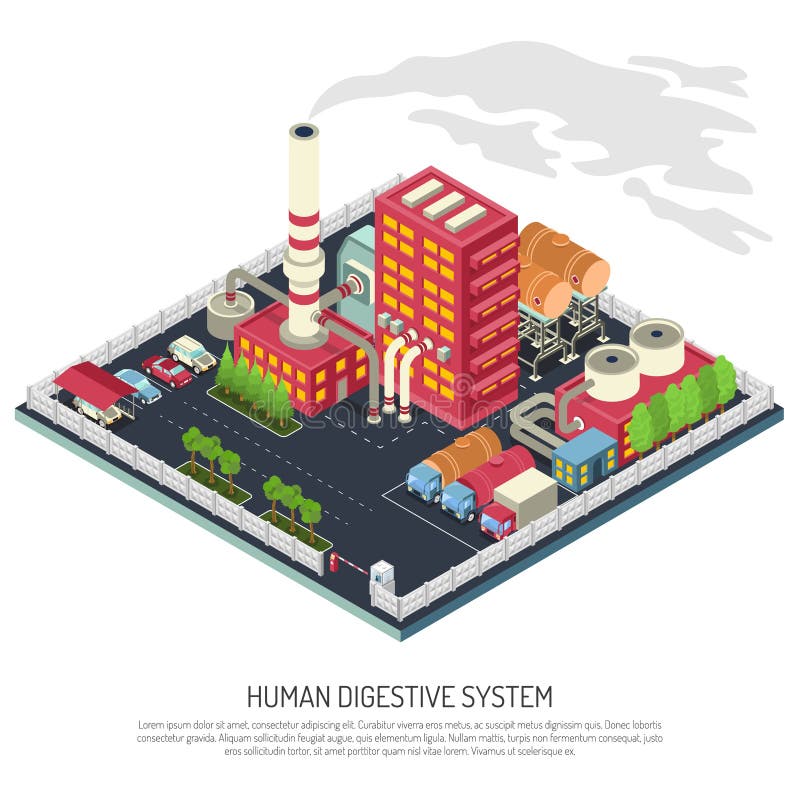 Factory Infrastructure Isometric Stock Vector - Illustration of architecture, background: 52287192