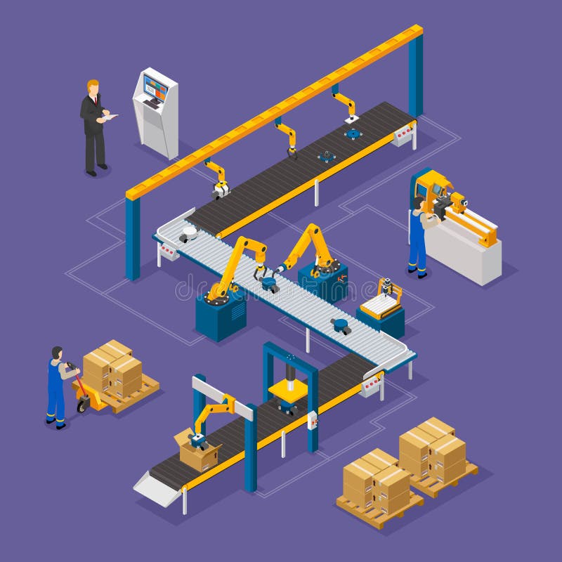 Electronics Factory Isometric Multistory Composition Stock Vector - Illustration of graphic ...