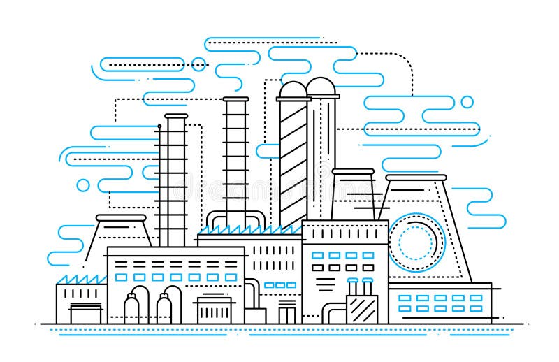 Factory - Line Design Composition Stock Vector - Illustration of coal ...