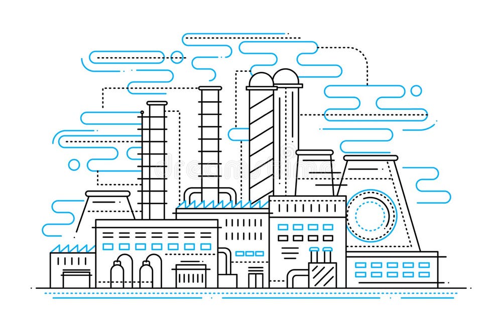 Factory - Line Design Composition Stock Vector - Illustration of coal ...