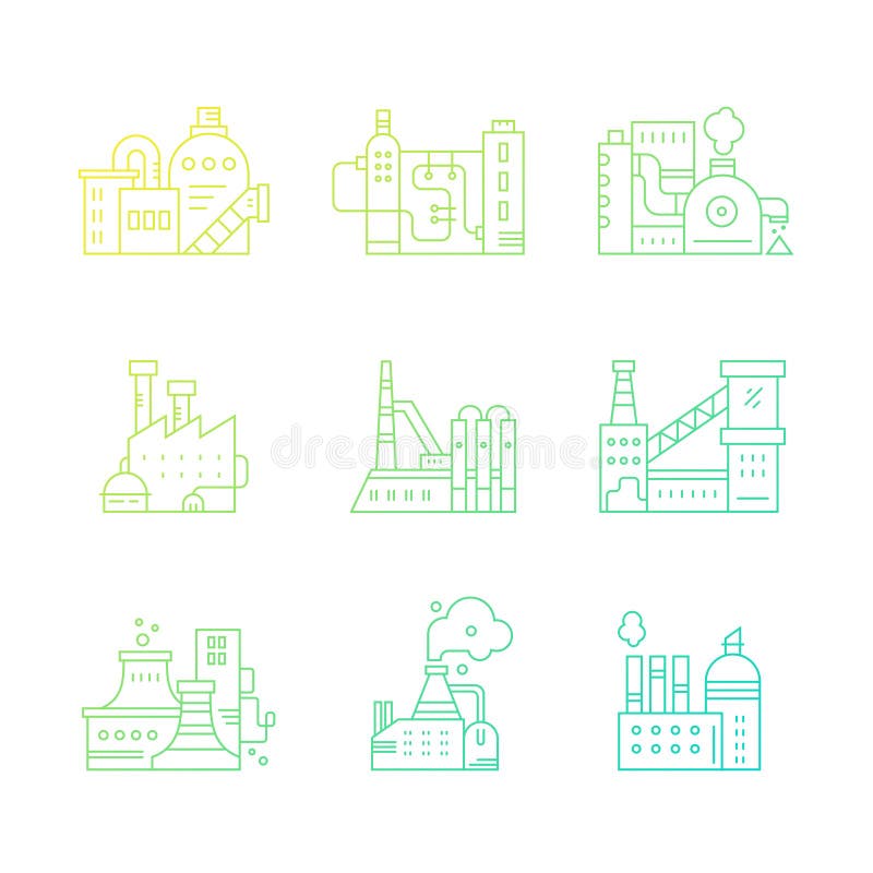 Factory Line Icons stock vector. Illustration of building - 72687954