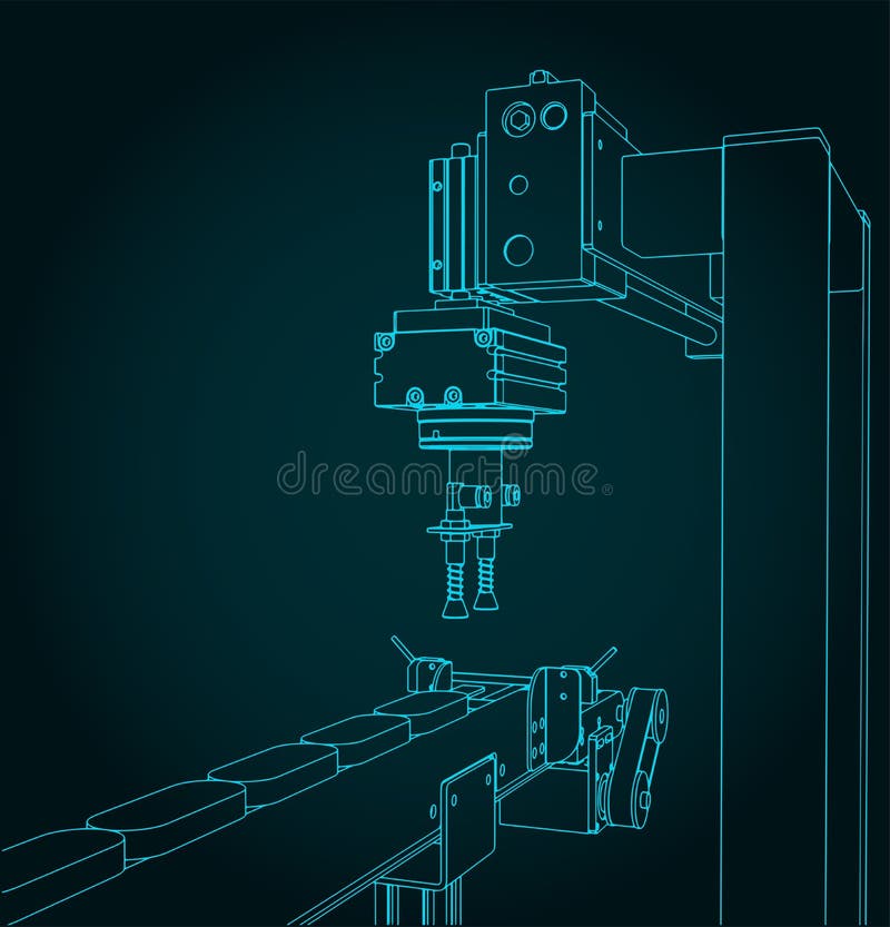 Automated Factory Line Blueprint Stock Vector - Illustration of ...