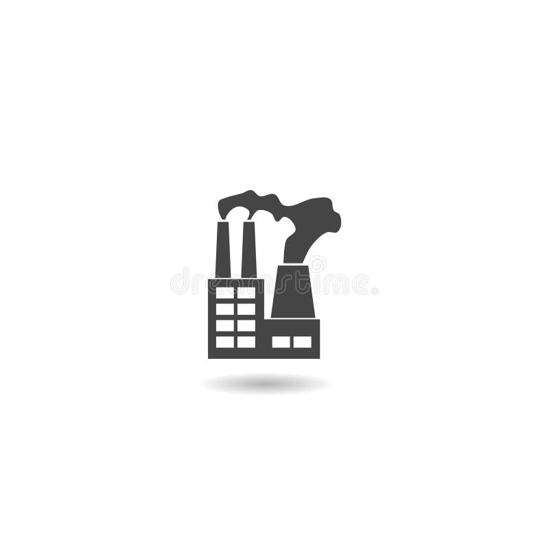 Factory Logo Icon with Shadow Stock Vector - Illustration of ...